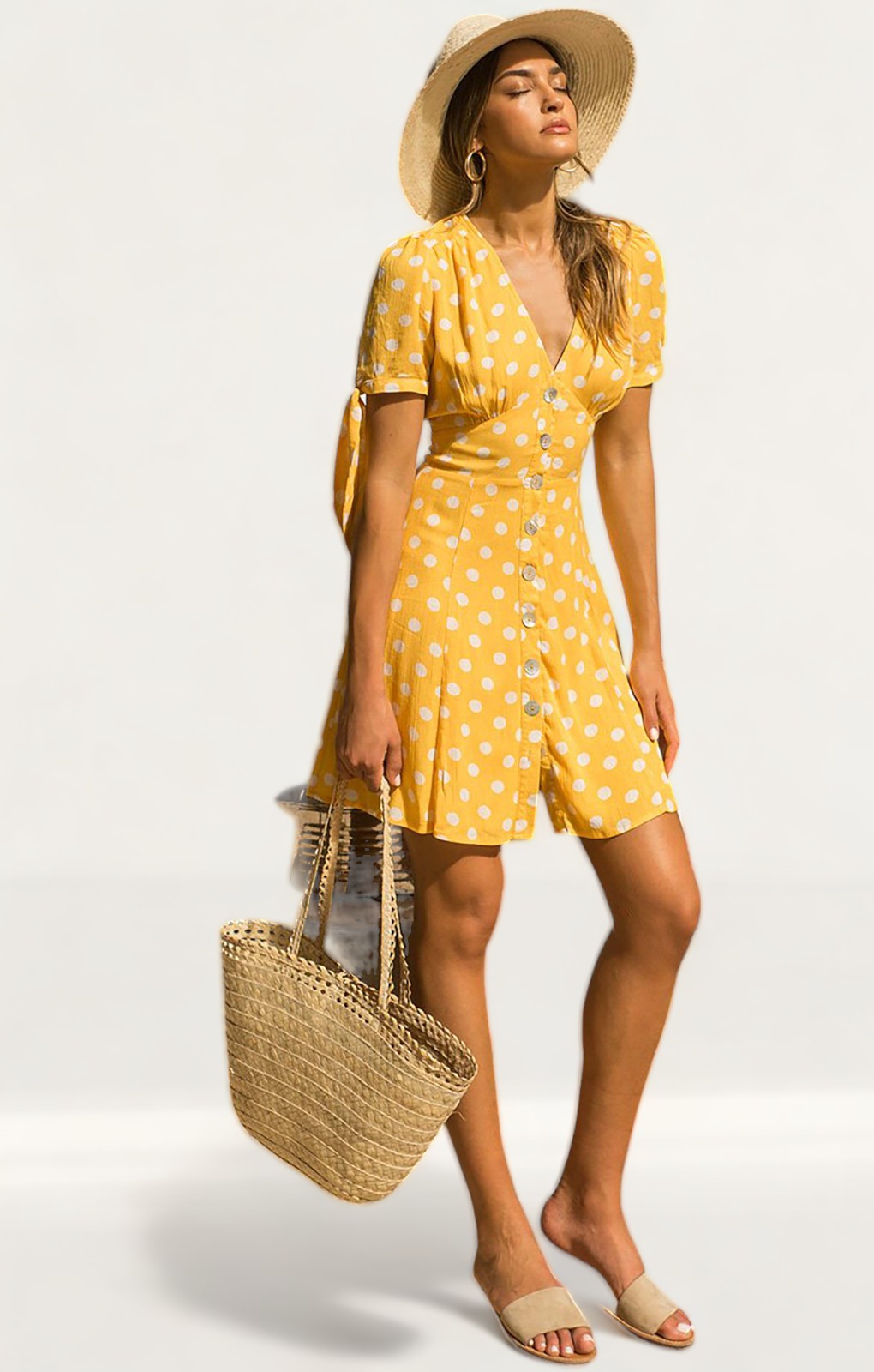 Rent Seven Wonders Yellow Polka Dot Mini Dress Hirestreet