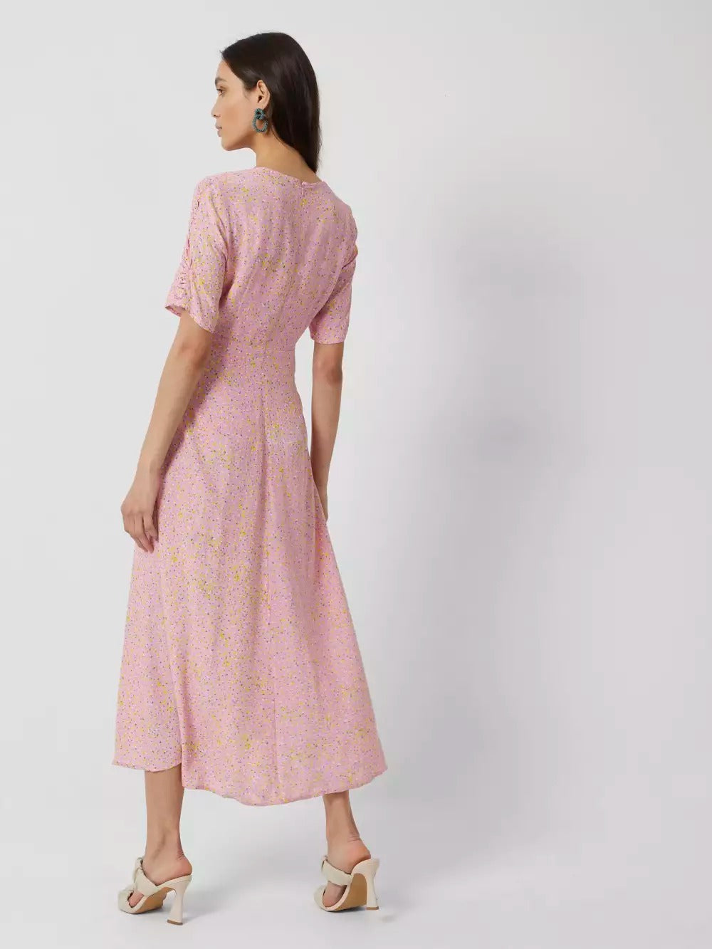 Rent French Connection Stacie Daisy Drape Midi Dress Moonlite Mauve | Hirestreet