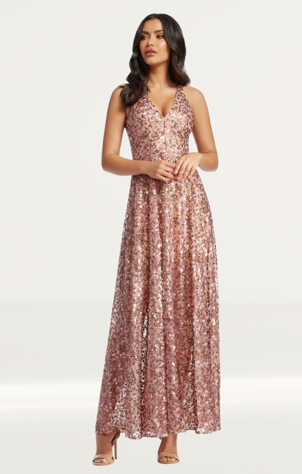 Rent Dress The Population Ariyah Maxi Dress in Blush | Hirestreet