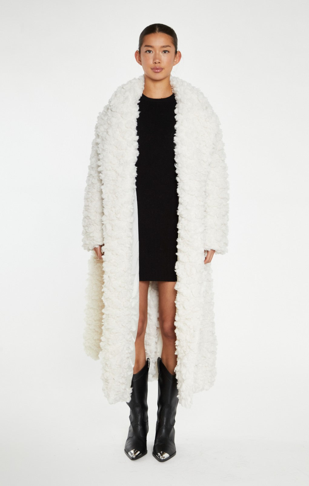 Rent Glamorous Cream Faux Fur Longline Coat | Hirestreet
