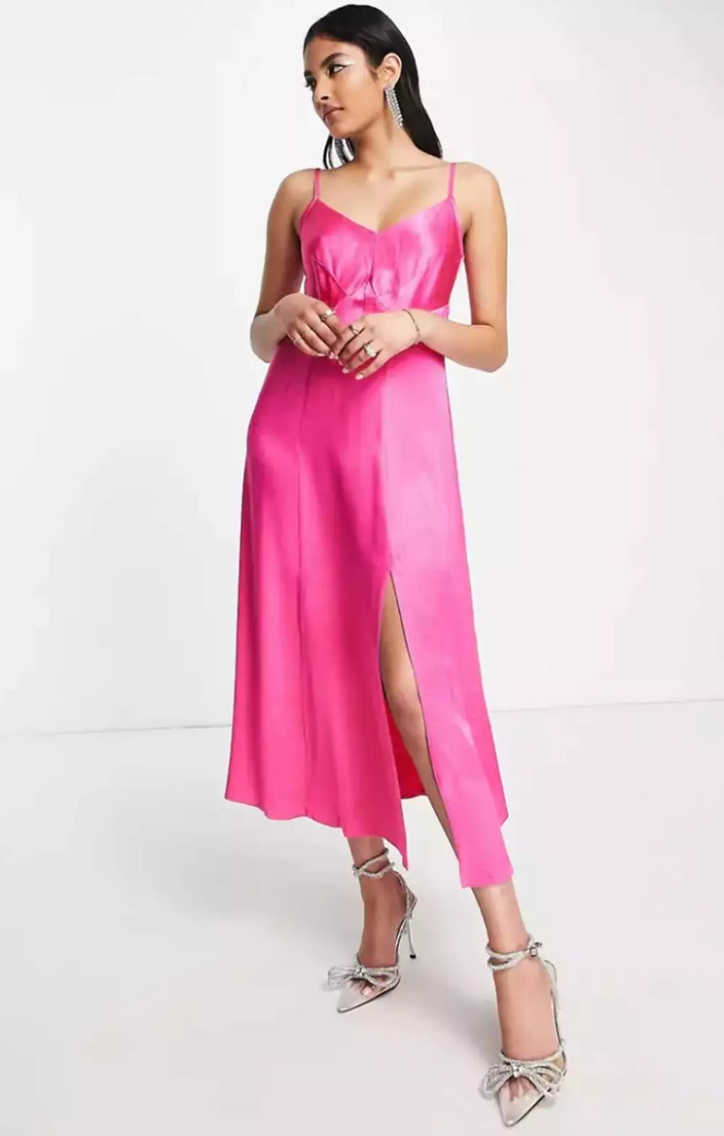 Rent Closet London Pink Cami Midi Dress | Hirestreet