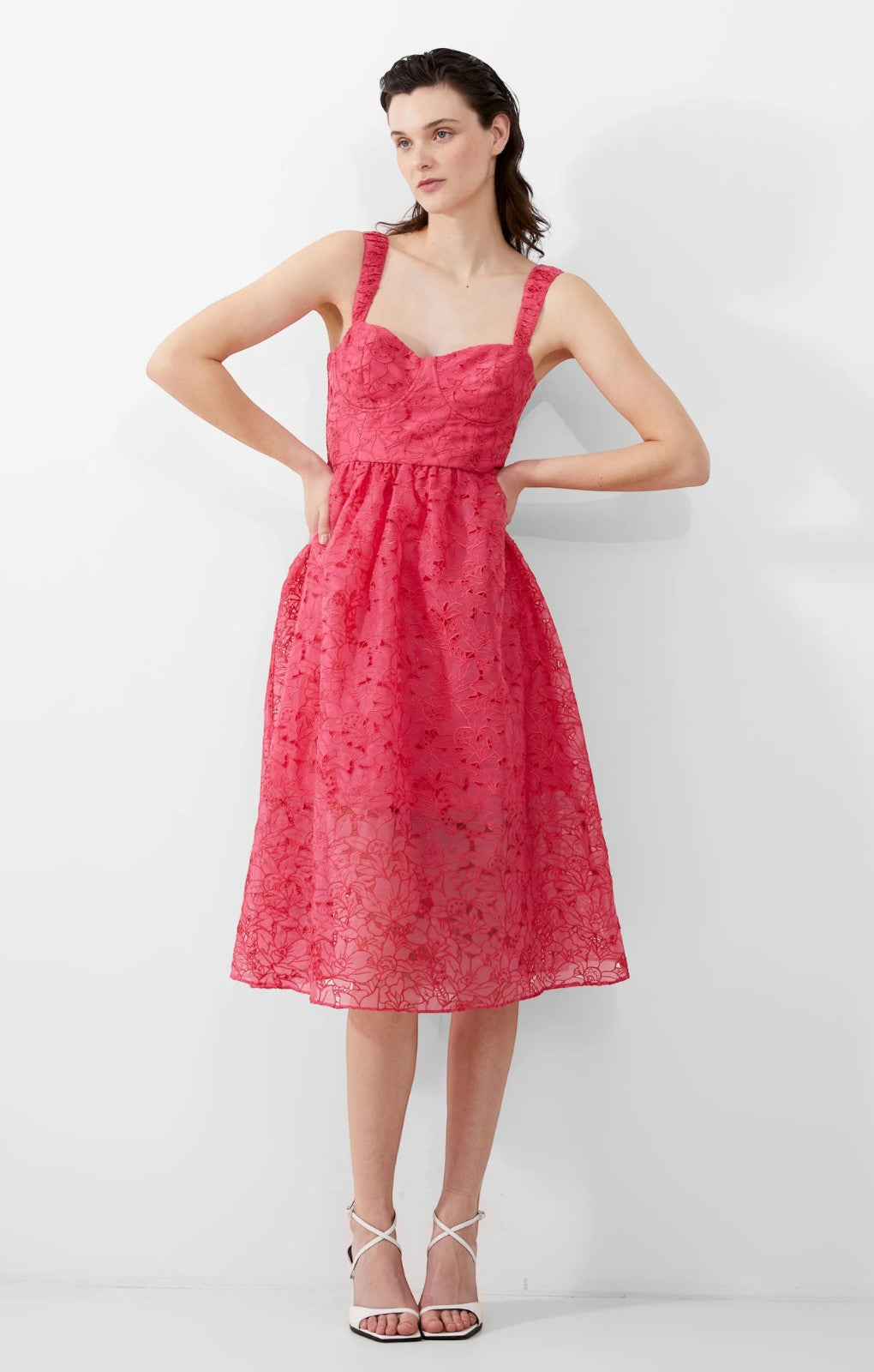 Rent French Connection Embroidered Lace Strappy Dress in Azalea ...