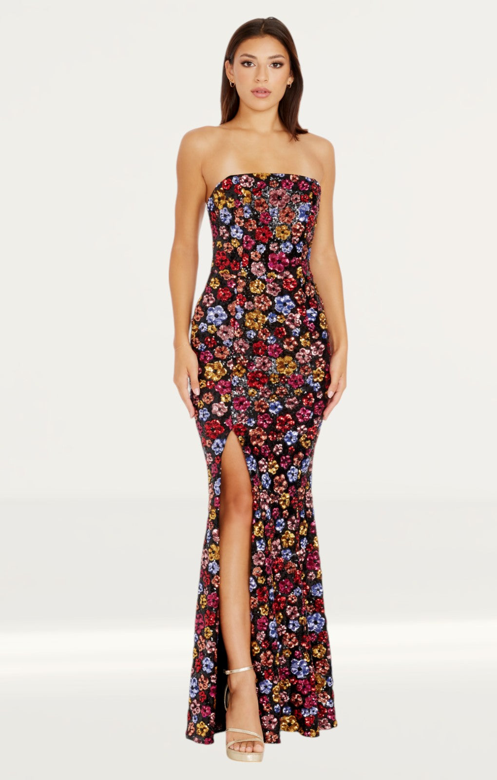 Rent Dress The Population Janelle Maxi Dress in Black Multi Sequin ...