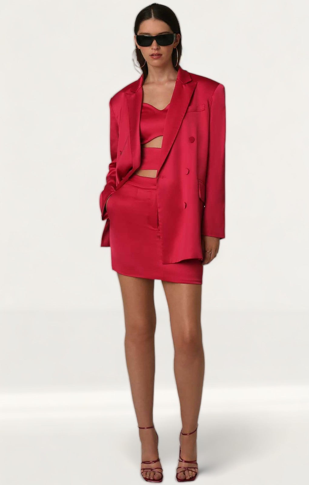 Rent Amy Lynn Mira Pink Double-Breasted Blazer & Georgina Pink Mini ...