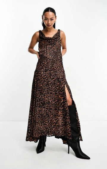 Rent Asos Design Devore Midi Slip Dress In Animal Print | Hirestreet