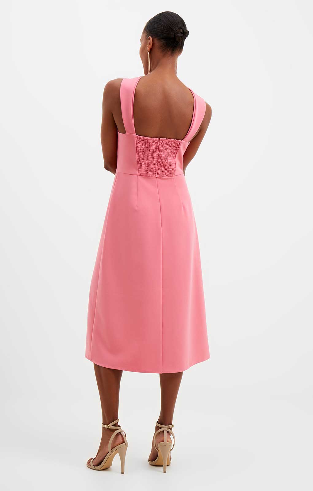 Rent French Connection Eco Crepe Ring Halterneck Dress in Pink | Hirestreet