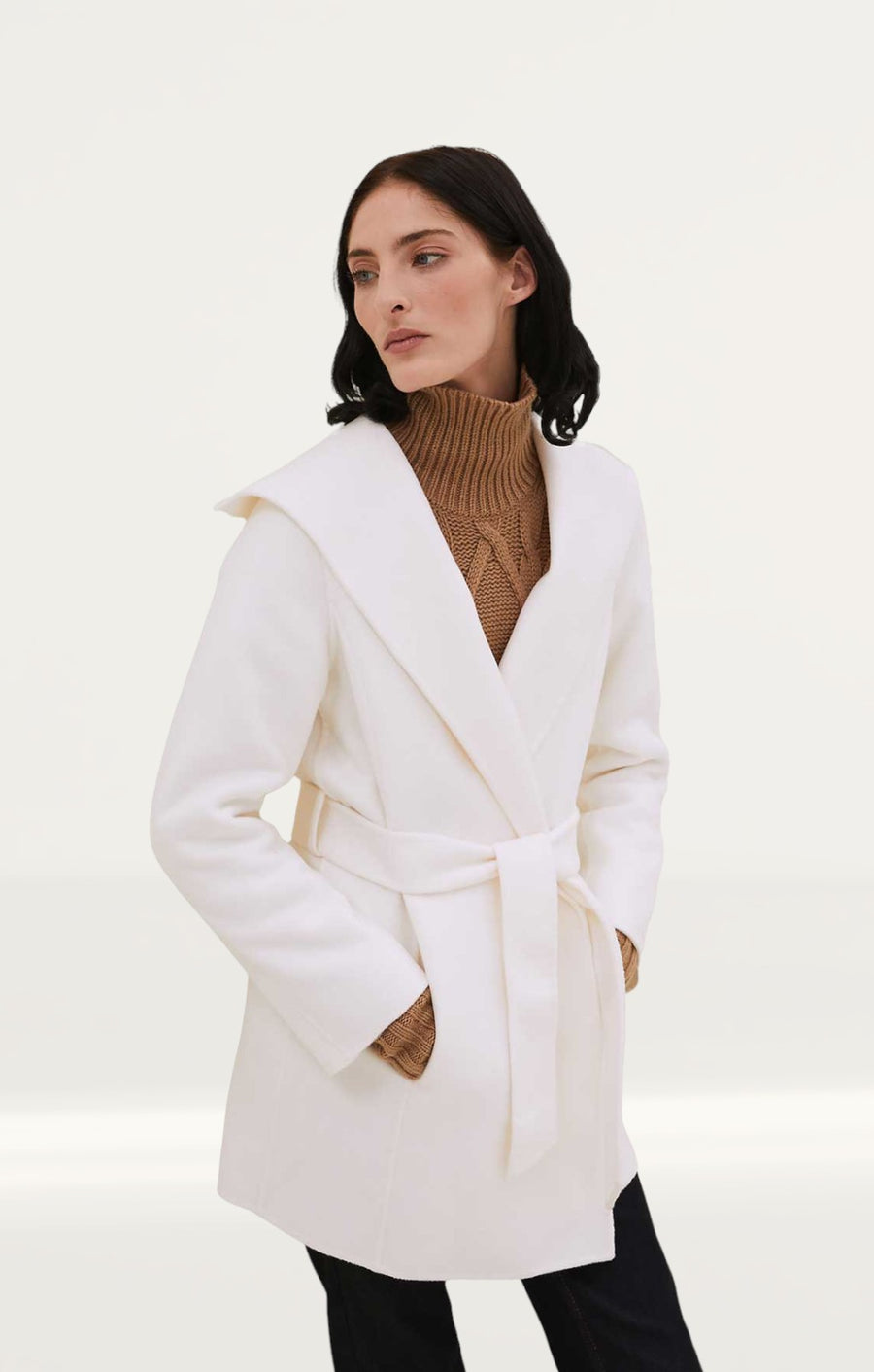 Rent M&S Wool Hooded Belted Short Wrap Coat | Hirestreet